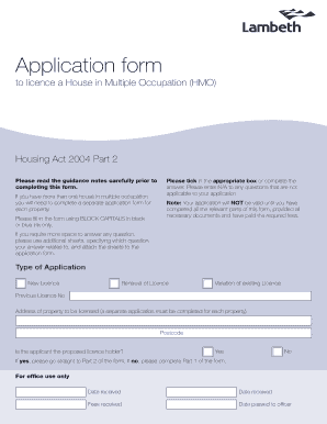 Fillable Online lambeth gov BApplicationb form - Lambeth Council Fax Email Print - pdfFiller