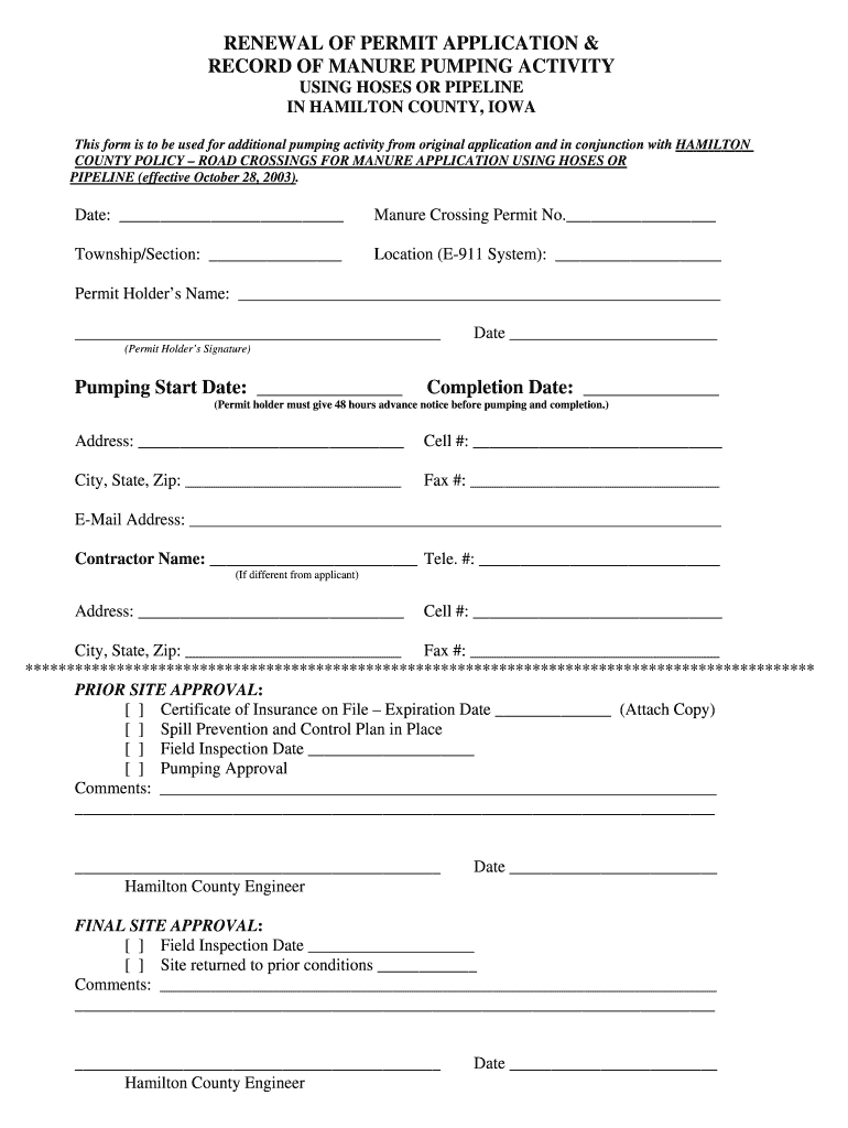 Fillable Online hamiltoncounty Bpermitb application for - Hamilton County Iowa Fax Email Print ...