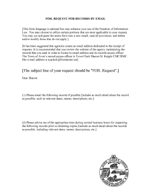 Fillable Online FOIL REQUEST FOR RECORDS BY EMAIL Fax Email Print ...