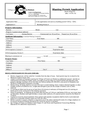 Fillable Online village croton-on-hudson ny Blasting Permit Application ...