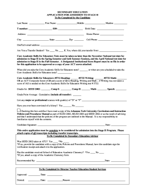 Fillable Online atu APPLICATION FOR ADMISSION TO STAGE II Fax Email ...