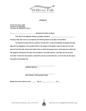Fillable Online villageofhoneoyefalls PB Affidavit of Posting Sign Fax Email Print - pdfFiller