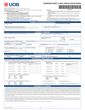 Fillable Online UOB Business Debit Card bApplicationb Form Fax Email ...