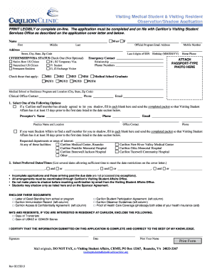 Fillable Online BApplicationb to Observe pdf - Carilion Clinic Fax ...