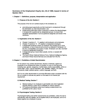 Employment Equity Act Summary Pdf - Fill Online, Printable, Fillable ...