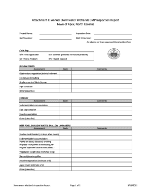 Fillable Online apexnc Attachment C Annual Stormwater Wetlands BMP ...