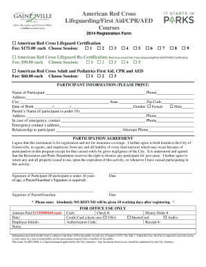 Fillable Online American Red Cross LifeguardingFirst AidCPRAED Courses ...