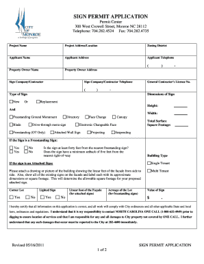 Fillable Online monroenc SIGN PERMIT APPLICATION - monroencorg Fax ...