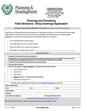 Fillable Online raleighnc Commercial Resubmittal Field Revision Form ...