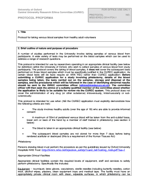 Fillable Online admin ox ac PROTOCOL PROFORMA - admin ox ac Fax Email ...