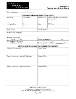 Fillable Online vopnc The Village of - vopncorg Fax Email Print - pdfFiller