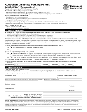 Fillable Online support transport qld gov Australian Disability Parking bPermitb Application ...