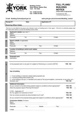 Fillable Online york gov FULL PLANS Building Control West Offices ...
