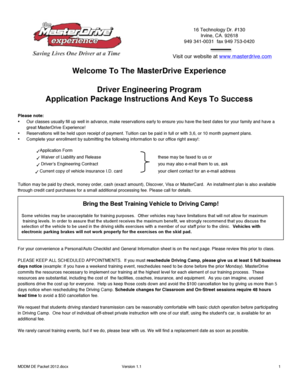 Fillable Online Welcome To The MasterDrive Experience Driver Fax Email Print - pdfFiller