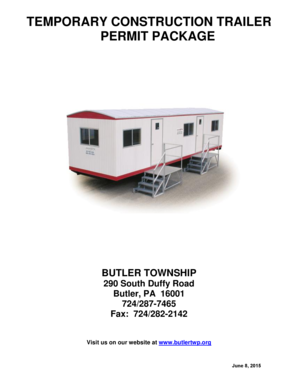 Fillable Online butlertwp Temporary construction trailer bpermitb ...