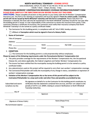 Fillable Online northwhitehall PA Workers Comp Exempt Formdocx Fax ...