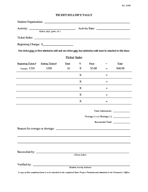 Fillable Online ticket tally Fax Email Print - pdfFiller