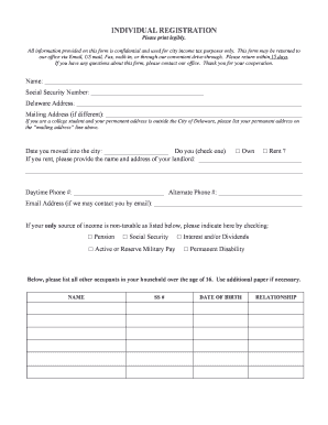 Fillable Online Individual Registration New Resident Letter Fax Email ...