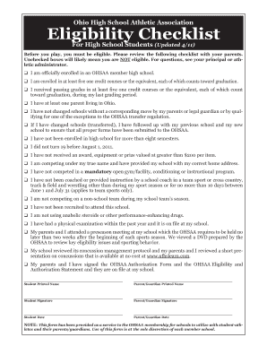 Fillable Online Eligibility Checklist - We High School Fax Email Print ...