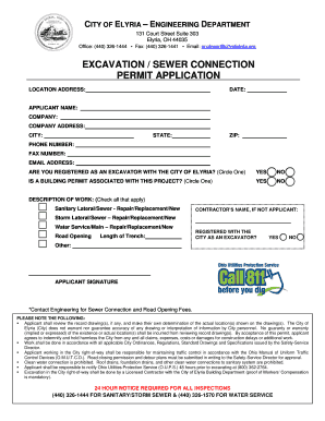 Fillable Online EXCAVATION SEWER CONNECTION PERMIT APPLICATION Fax ...