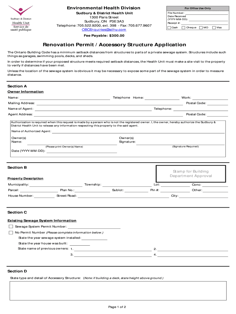 Fillable Online Renovation bPermitb Accessory Structure Application Fax Email Print - pdfFiller