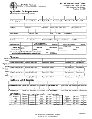 Fillable Online BApplicationb Form - Allcare Nursing Services Fax Email ...