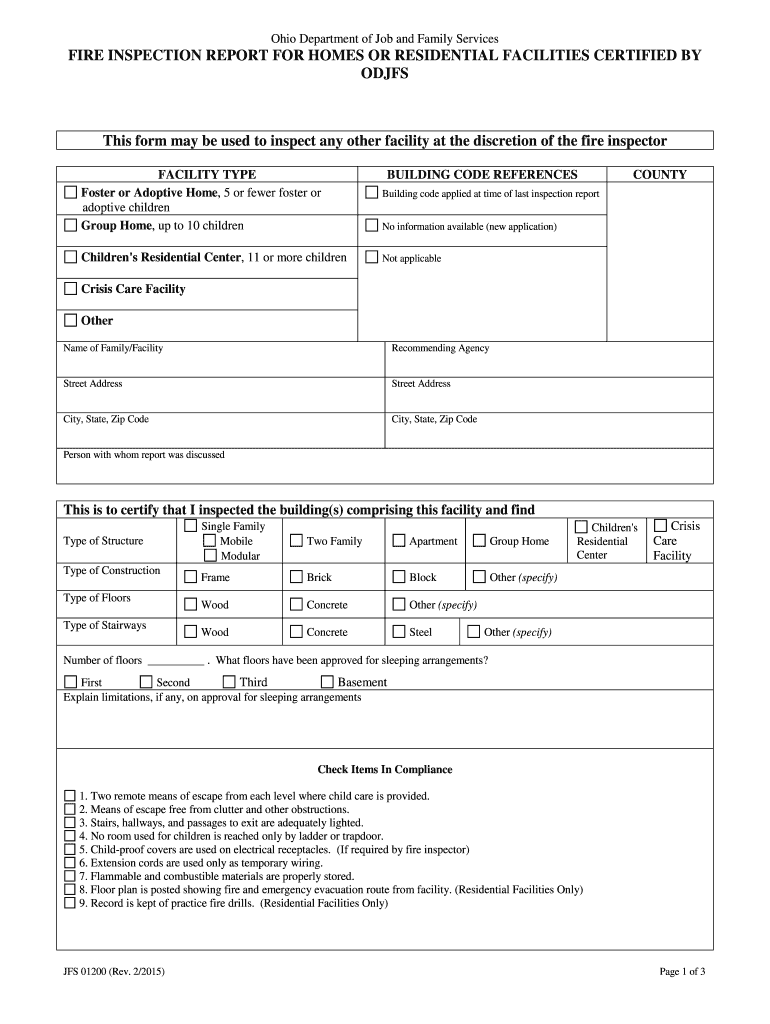 Fillable Online cityoflorain FIRE INSPECTION REPORT FOR HOMES OR ...