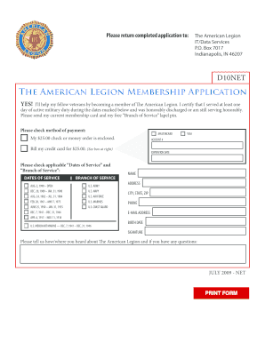 Fillable Online Legion bApplicationbpdf - American Legion Post 500 Fax Email Print - pdfFiller