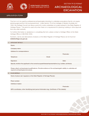 Fillable Online Archaeological Excavation Application Form - State ...