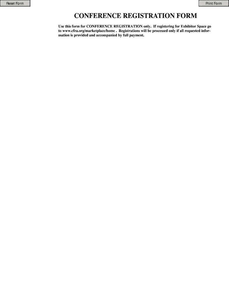 Fillable Online Reset Form Print Form CONFERENCE REGISTRATION FORM Use this form for CONFERENCE ...