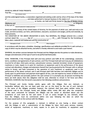 Fillable Online PERFORMANCE BOND FORM - Official Website Fax Email ...