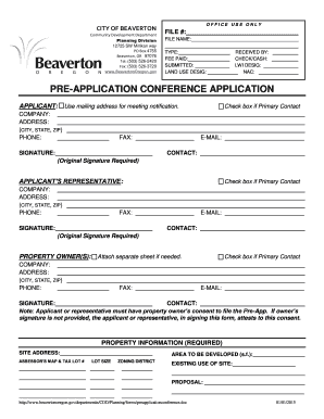 Fillable Online PRE-APPLICATION CONFERENCE APPLICATION Fax Email Print ...