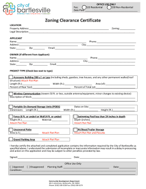 Fillable Online cityofbartlesville Zoning Clearance Certificate ...