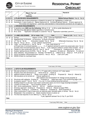 Fillable Online eugene-or Residential Permit Checklist - eugene-orgov ...