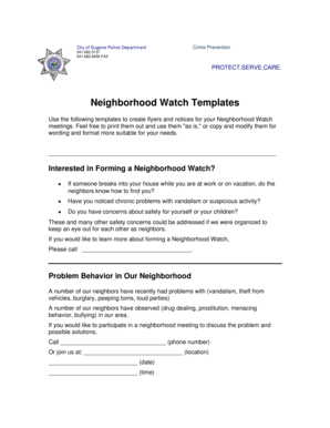 Neighborhood Watch Flyer Template - Fill Online, Printable, Fillable ...