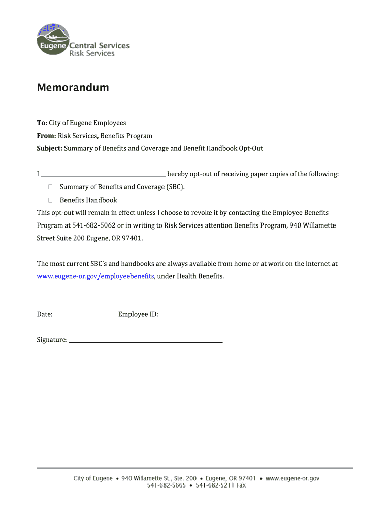 Fillable Online eugene-or Memorandum - eugene-orgov Fax Email Print - pdfFiller