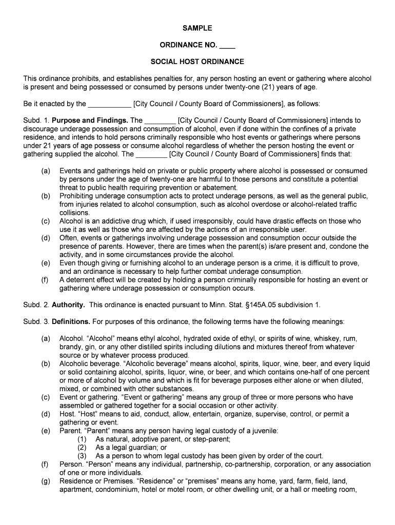 Fillable Online docs sumn Sample Social Host Ordinance - docs sumn Fax ...