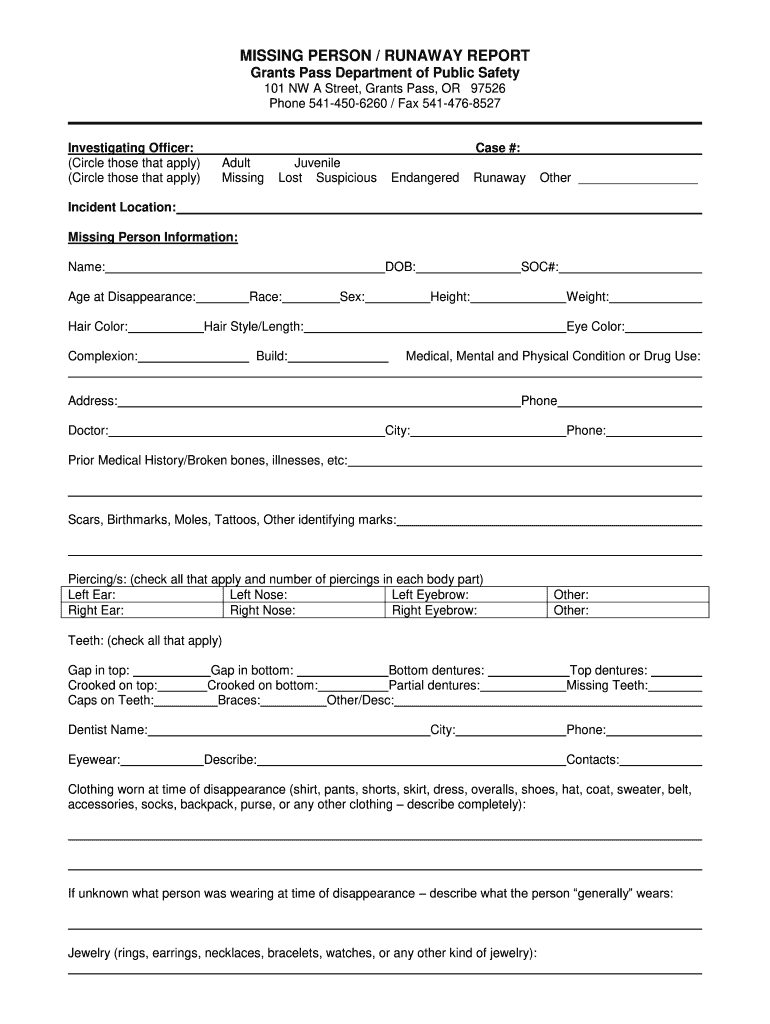 Missing Person Report For Adults Fill Out Sign Online DocHub