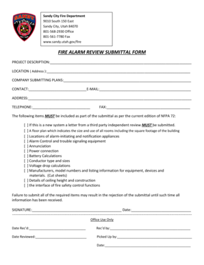 Fillable Online sandy utah FIRE ALARM REVIEW SUBMITTAL FORM - Sandy ...