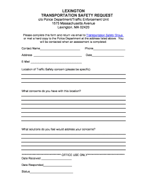 Fillable Online lexingtonma LEXINGTON TRANSPORTATION SAFETY REQUEST co ...