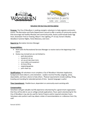 Fillable Online Volunteer Set-Up Crew Job Description Fax Email Print ...