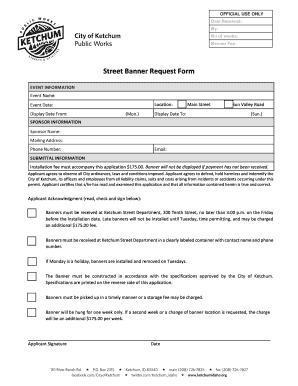 Fillable Online ketchumidaho Street Banner Request Form - Ketchum Idaho ...