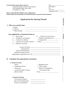 Fillable Online mifflinburgborough Application for Zoning Permit ...