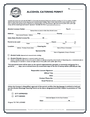 Fillable Online cityoflewiston ALCOHOL CATERING PERMIT - City of ...