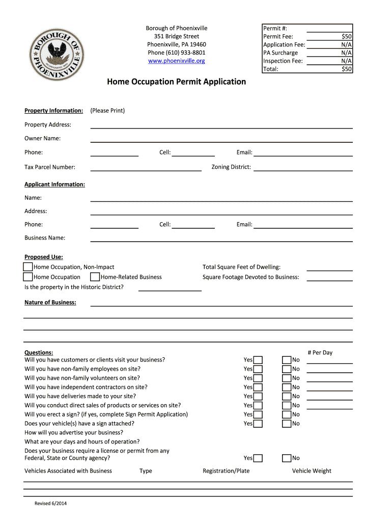 Fillable Online phoenixville Home Occupation Permit Application - Phoenixville Fax Email Print ...