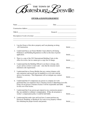 Fillable Online OWNER-ACKNOWLEDGEMENT Fax Email Print - pdfFiller