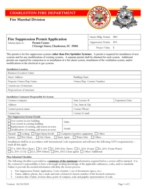 Fillable Online charleston-sc Permit Application Fire Suppression ...