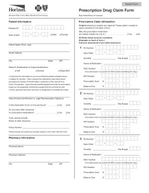 Fillable Online Reset Form Prescription Drug Claim Form Prescription ...