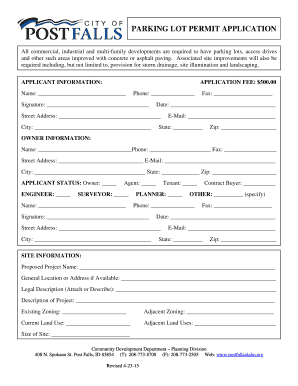 Fillable Online postfallsidaho Parking Lot Permit revised 4-23-15doc ...