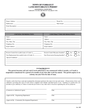 Fillable Online townoffarragut Land Disturbance Permitjlf ...